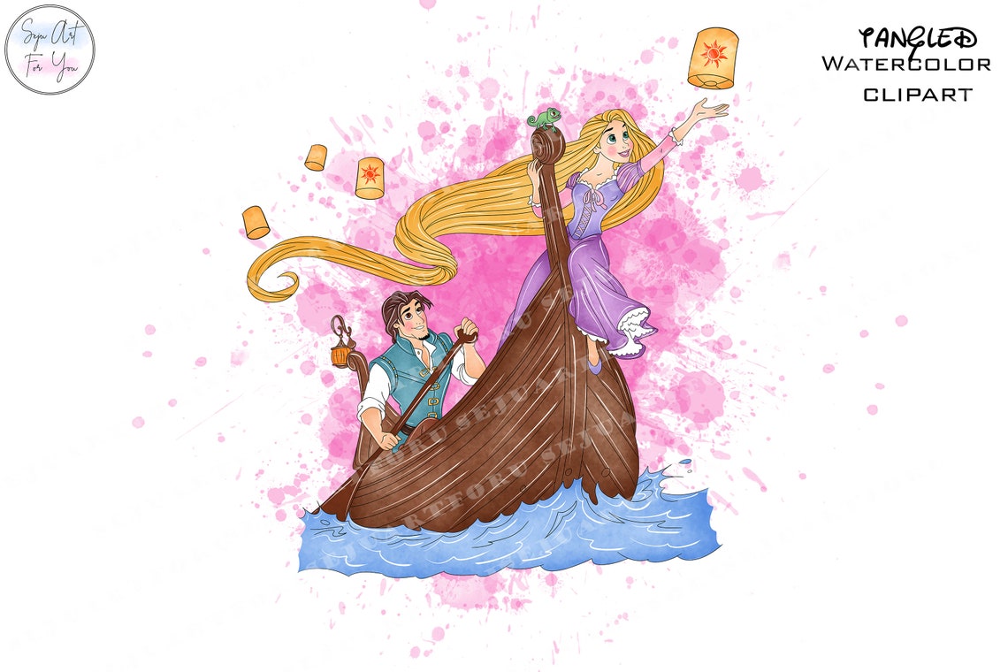 Tangled Rapunzel Watercolor Clipart PNG (digital Download) - Etsy