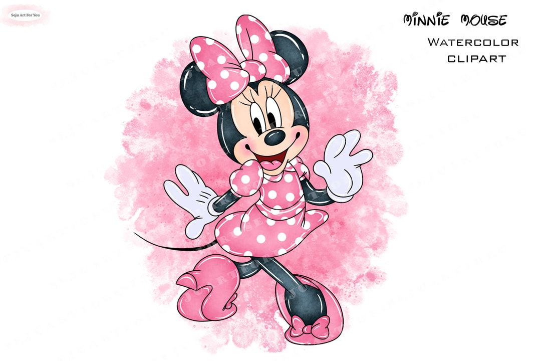 Watercolor Minnie Mouse Clipart Bundle, PNG Files (digital Download) - Etsy