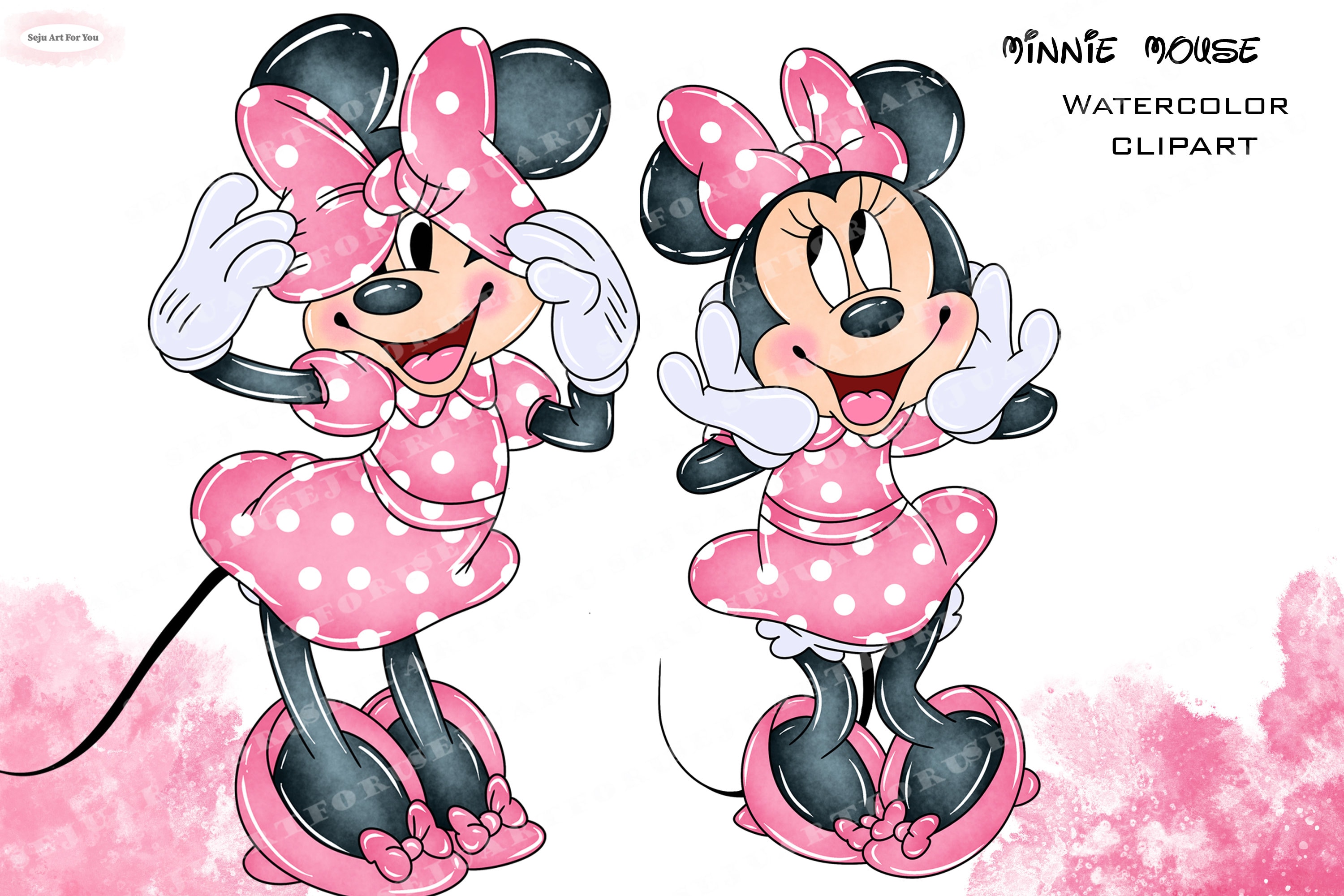 Minnie Mouse Clipart Minnie Watercolor Minnie Watercolor - Etsy UK