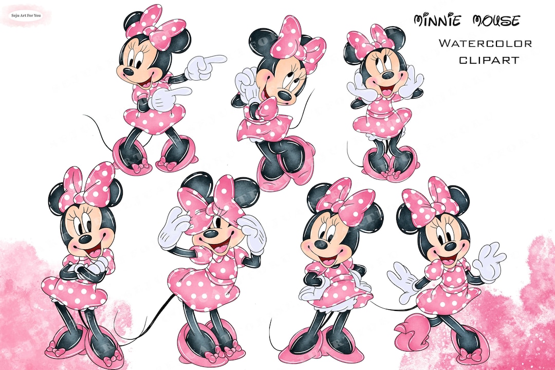 Minnie Mouse Clipart, Minnie Watercolor, Minnie Watercolor Clipart ...