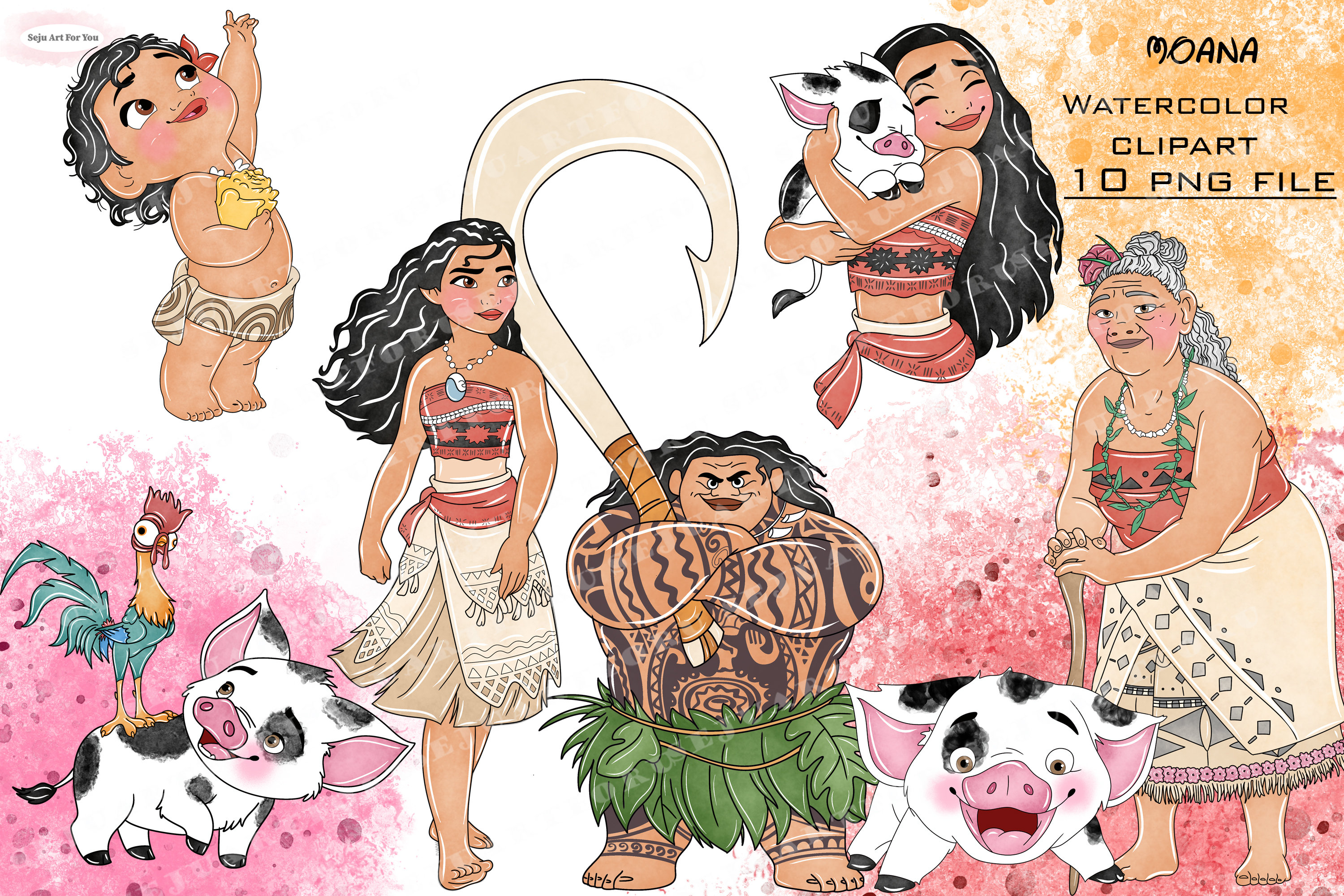 Moana Clipart moana Prinzessin Clip Art Aquarell Prinzessin - Etsy.de