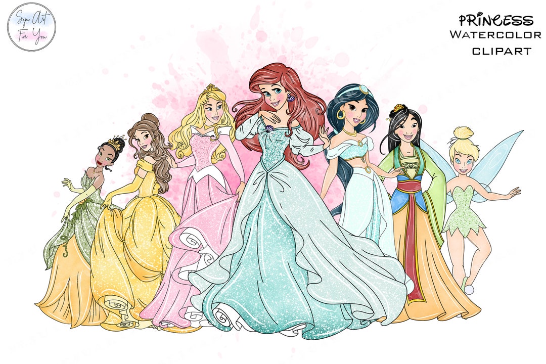 Watercolor Princess Clipart, Fairytale Art (PNG Digital Download) - Etsy
