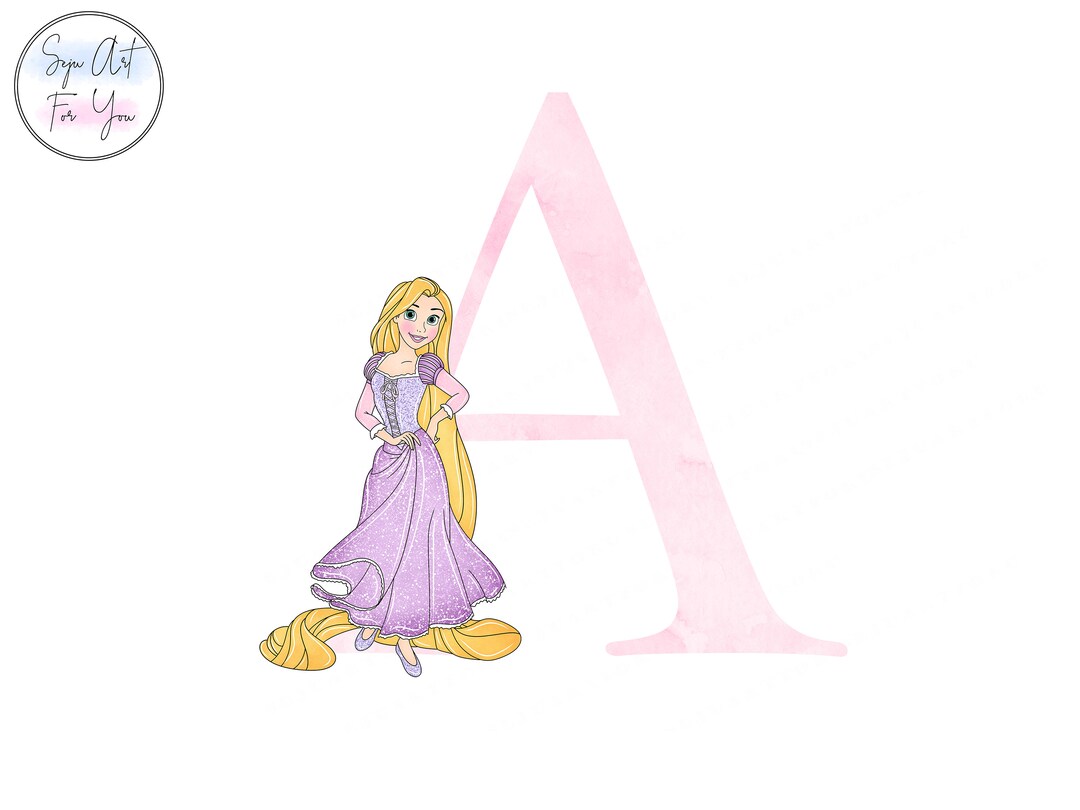 Rapunzel Watercolor Alphabet Clipart, Princess Letters (PNG) - Etsy