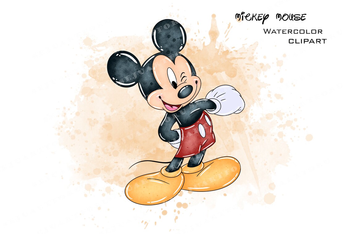 Mickey Mouse Clipart Mickey Watercolor Watercolor Mickey - Etsy