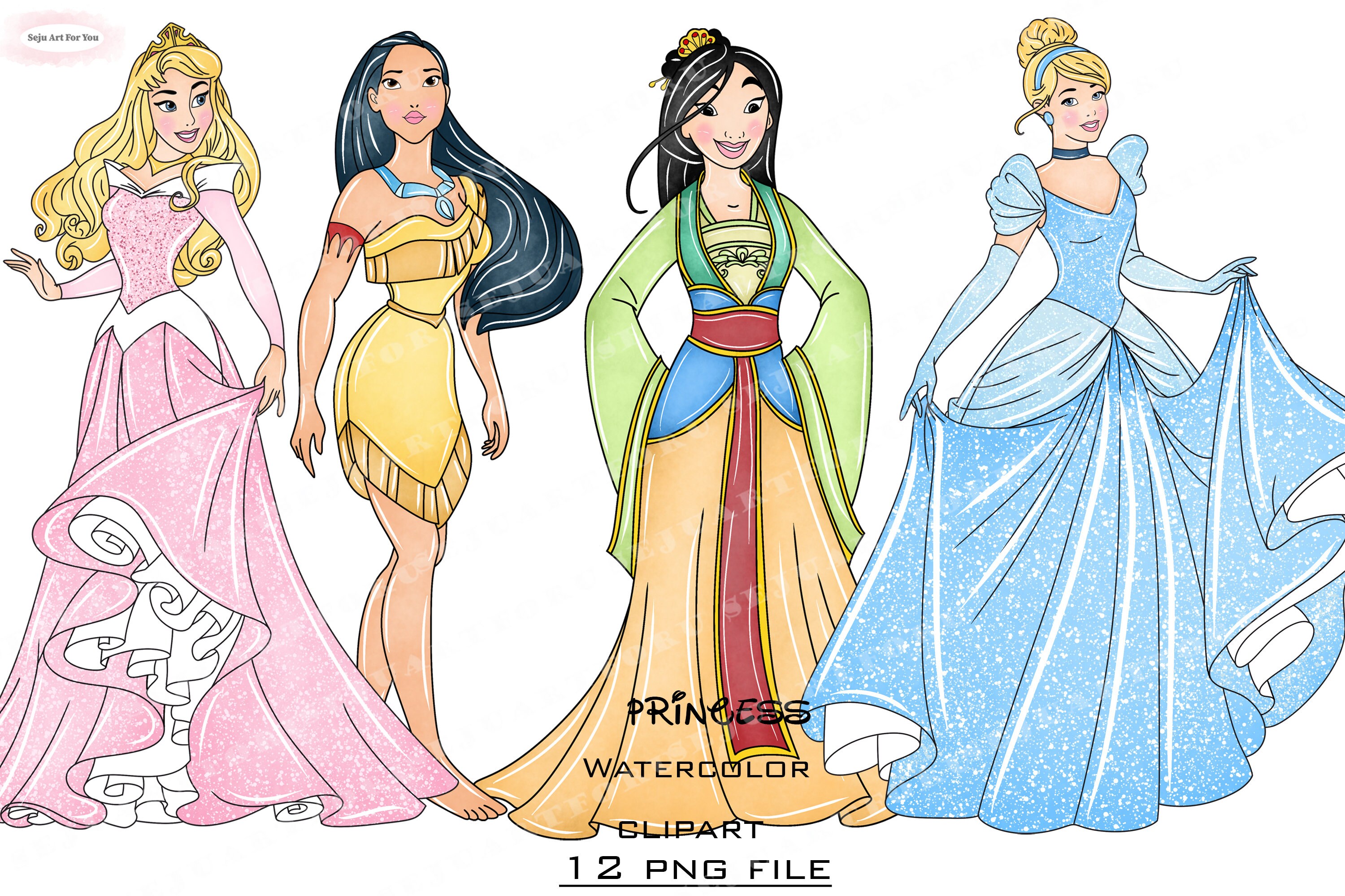 Princesa clipart princesa png princesa clip art acuarela - Etsy México
