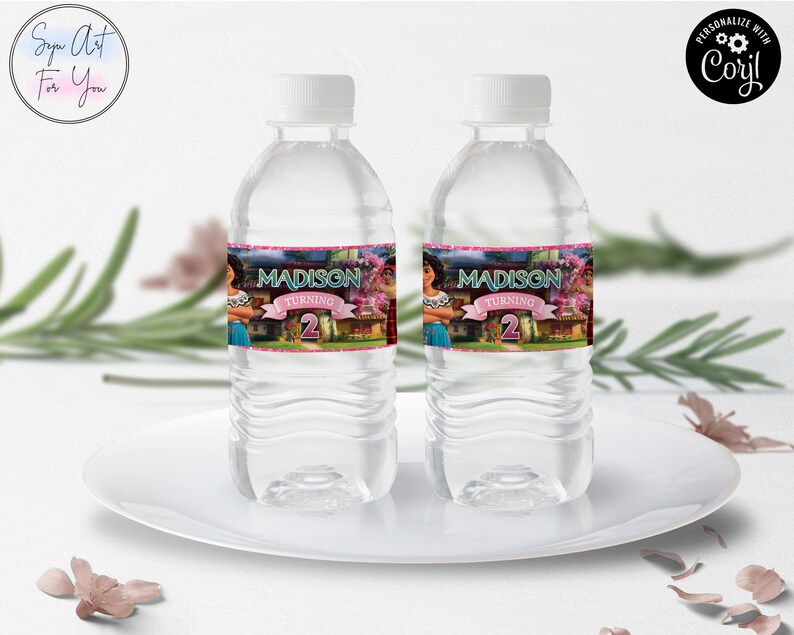 Encanto Isabella Water Bottle Labels, Editable Birthday Party Favors ...