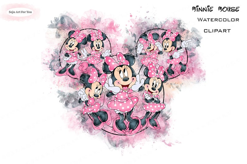 Minnie Watercolor Minnie Mouse Clipart Minnie Watercolor - Etsy