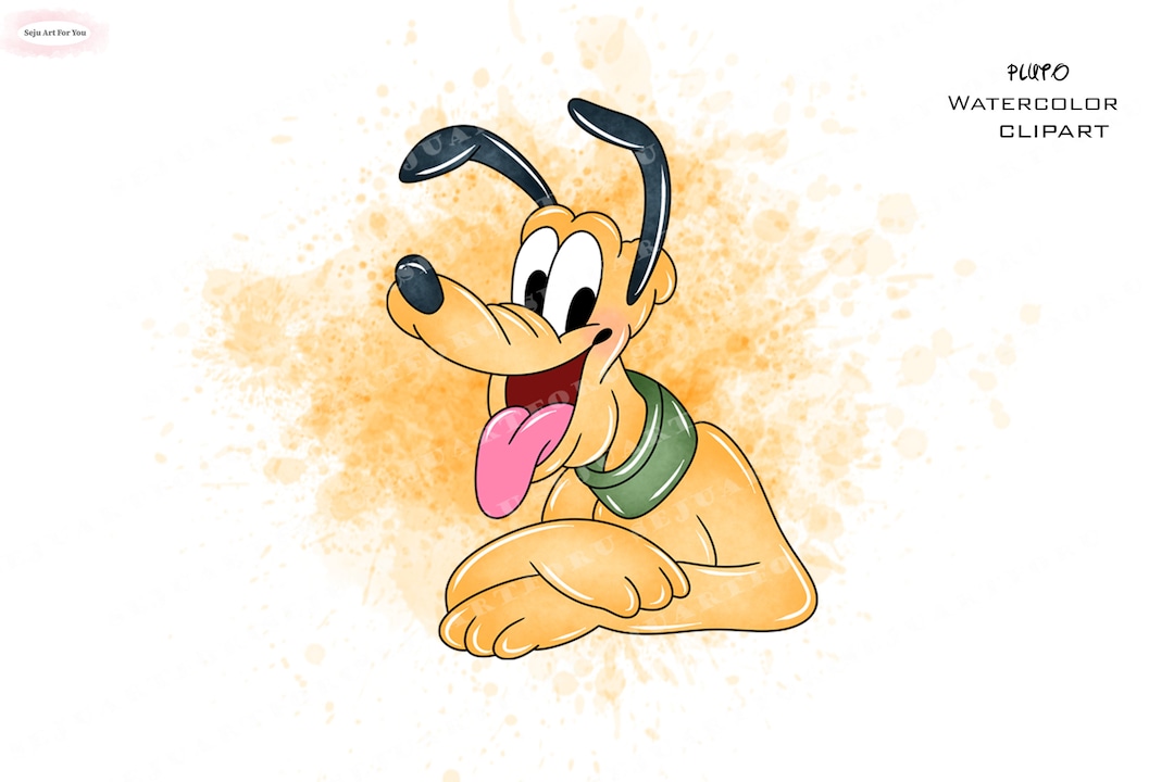 Pluto Clipart, Pluto Png, Pluto Watercolor, Pluto Watercolor Clipart, Watercolor Pluto, Mickey ...
