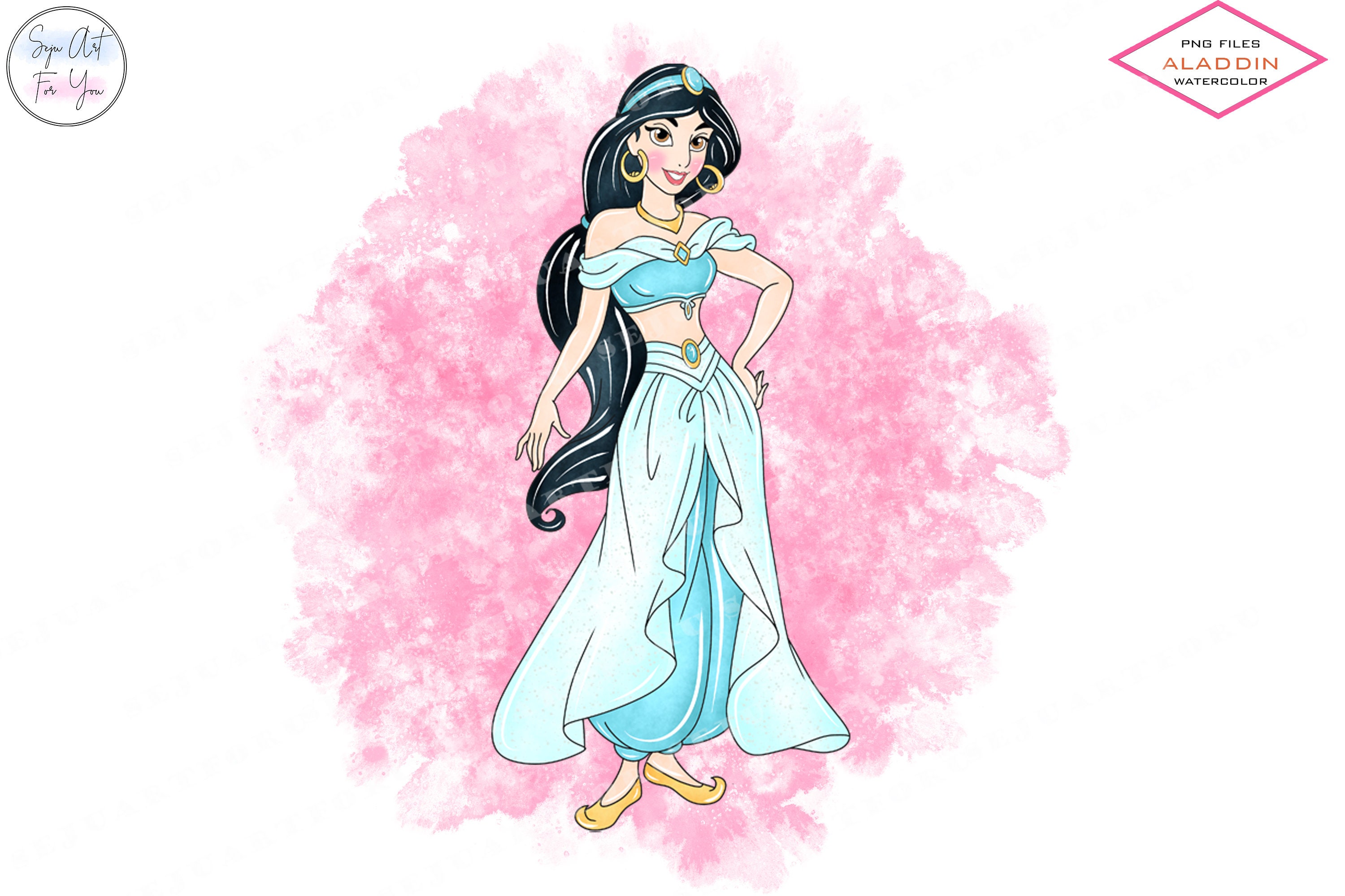 Princess Jasmine Watercolor Clipart, Aladdin PNG (digital Download) - Etsy