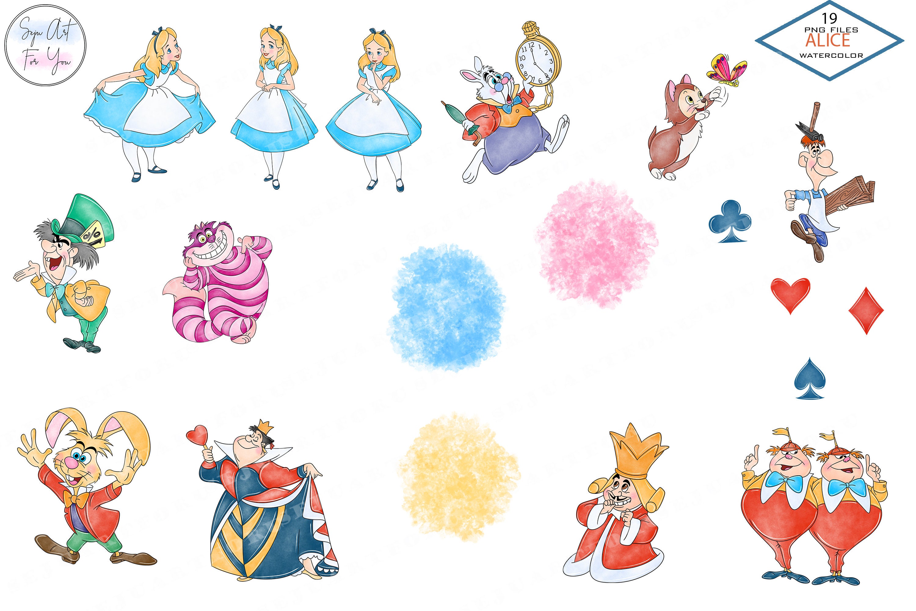 Alice in Wonderland Clipart, Watercolor PNG Files (digital Download) - Etsy