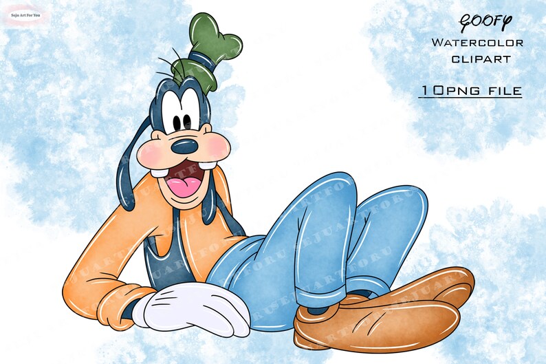 Goofy Watercolor Clipart, Cartoon Character PNG (digital Download) - Etsy