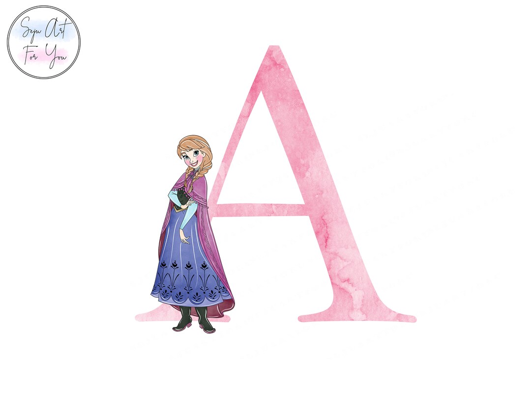 Princess Anna Watercolor Alphabet Clipart (PNG) - Etsy