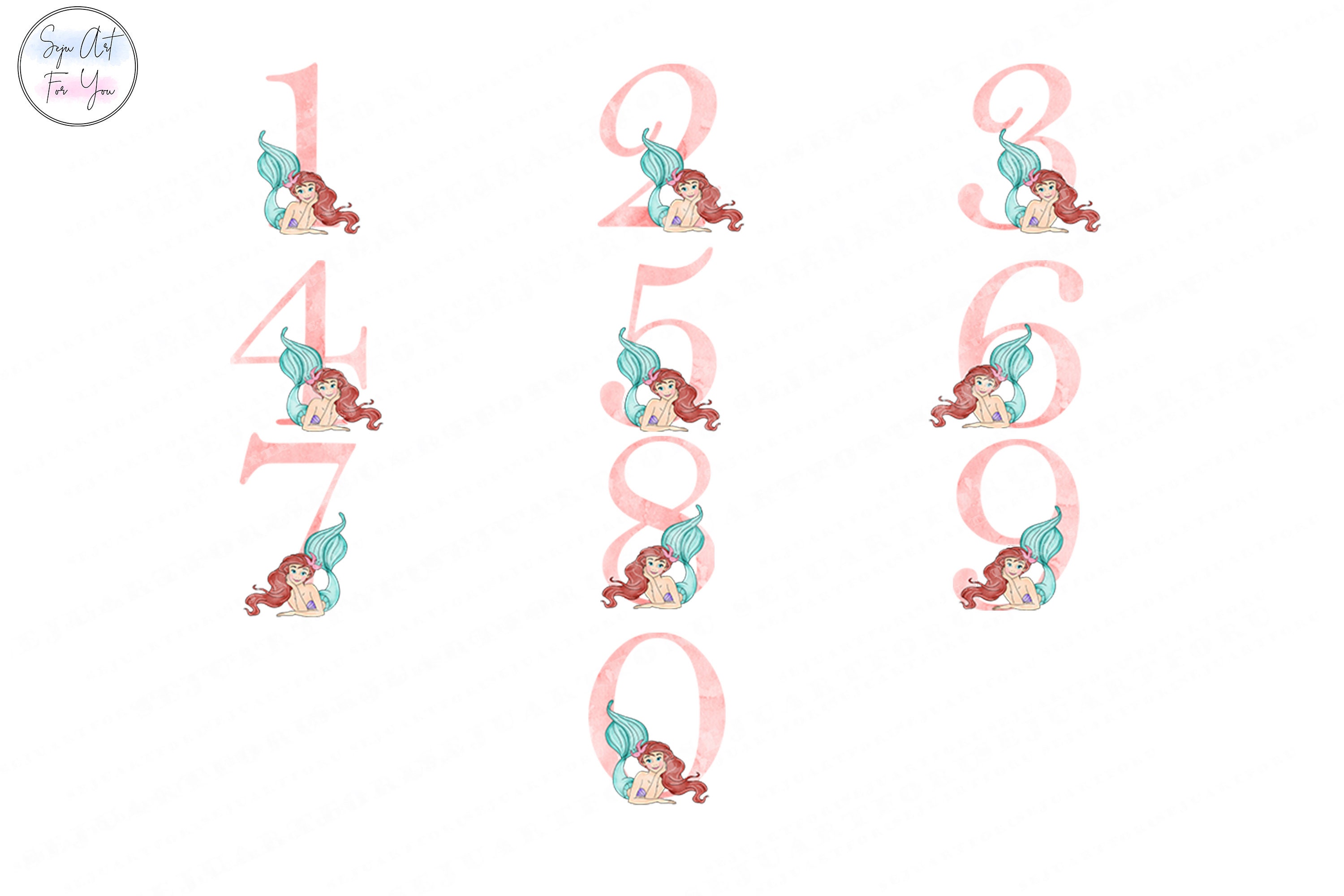 Ariel Watercolor Alphabet Clipart, Princess Letters (PNG) - Etsy