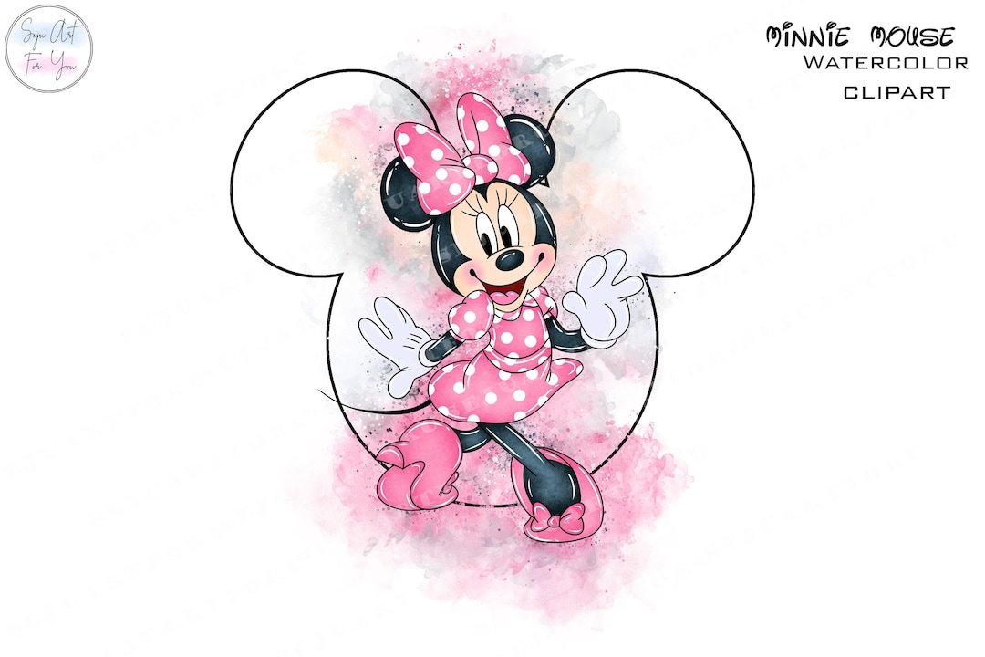 Minnie Watercolor, Minnie Mouse Clipart, Minnie Watercolor Clipart ...
