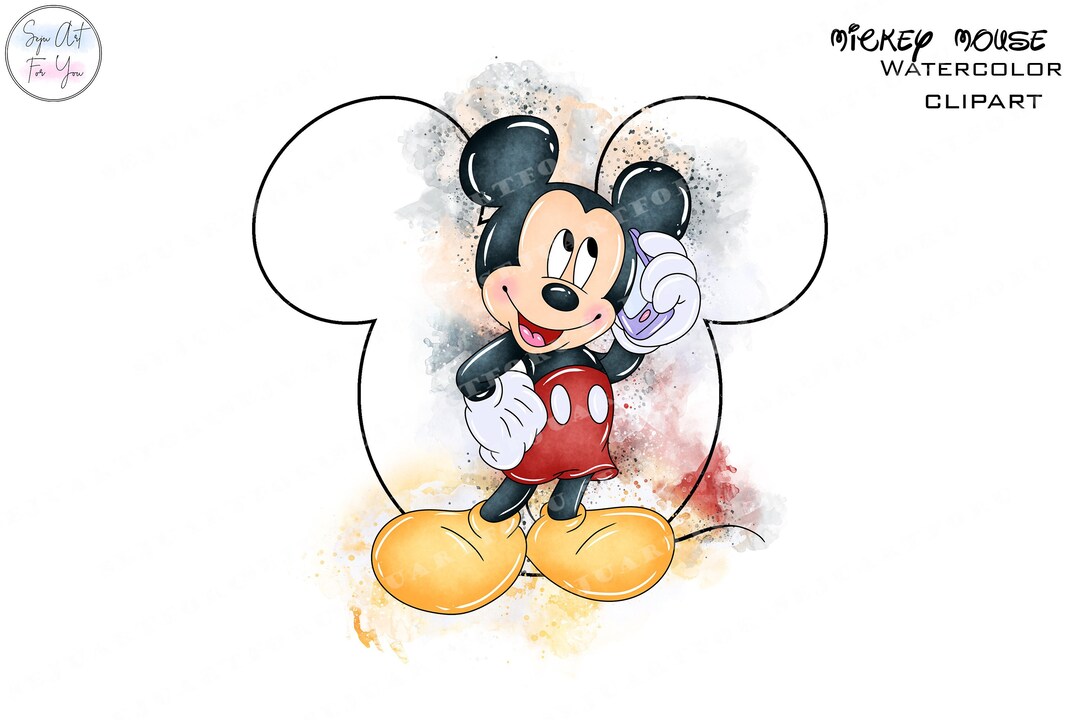 Mickey Mouse Clipart, Mickey Watercolor, Watercolor Mickey, Mickey ...