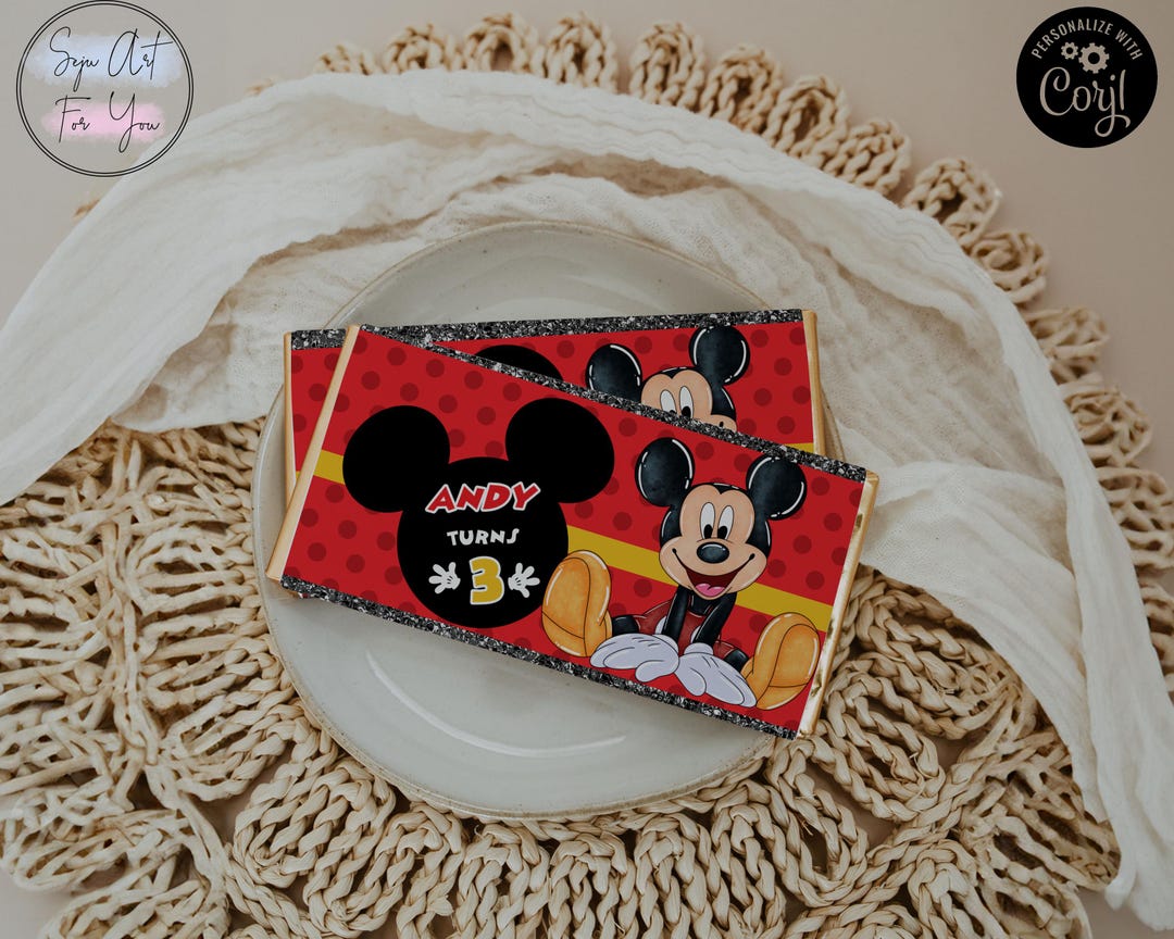 Mickey Mouse Birthday Hershey Bar Wrapper (printable Digital File) - Etsy