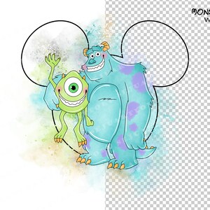 Monster Inc Watercolor Clipart, Mike & Sully PNG (digital Download) - Etsy