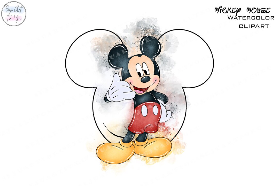 Mickey Mouse Clipart, Mickey Watercolor, Watercolor Mickey, Mickey ...
