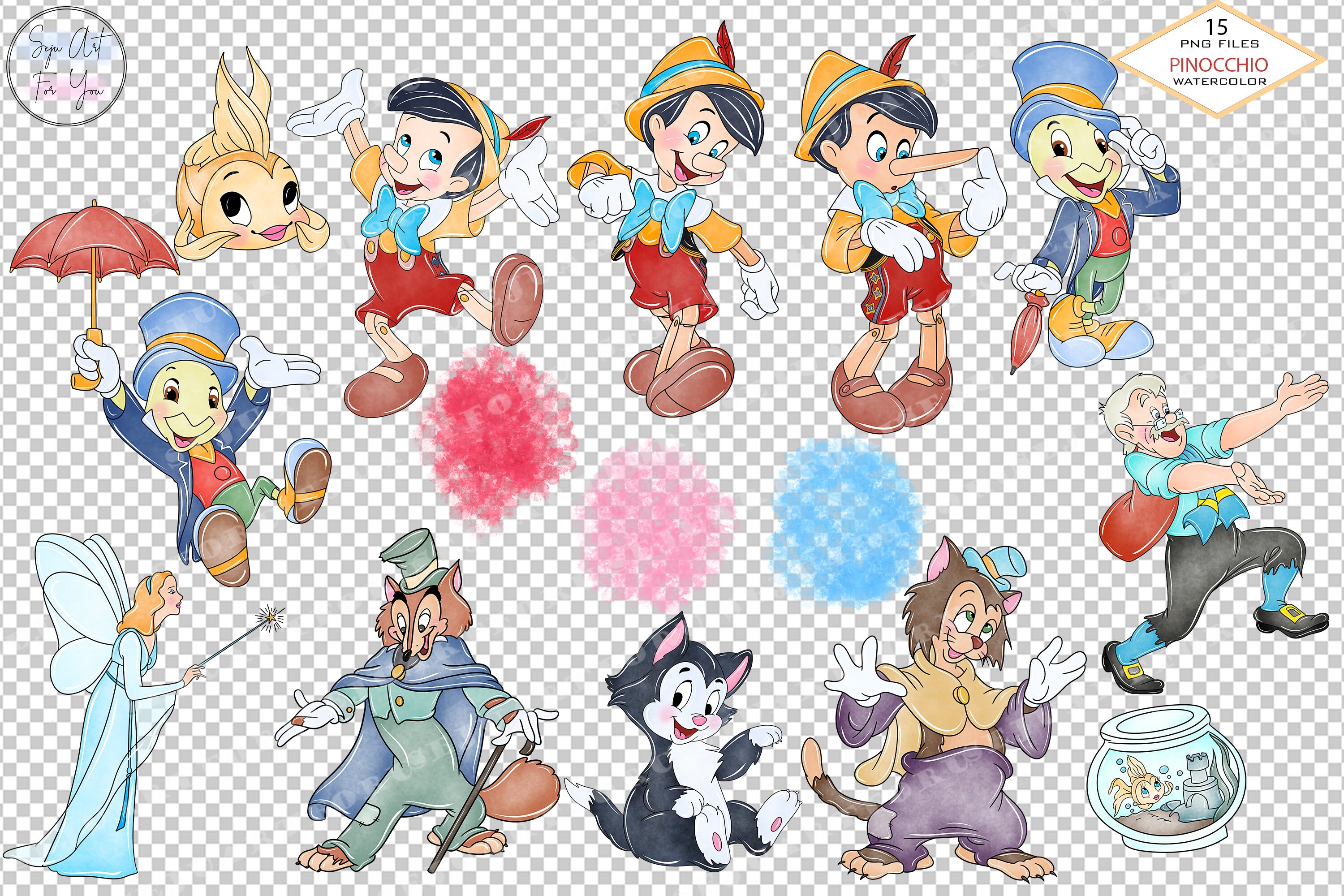 Watercolor Pinocchio Clipart Bundle, PNG Files (digital Download) - Etsy UK