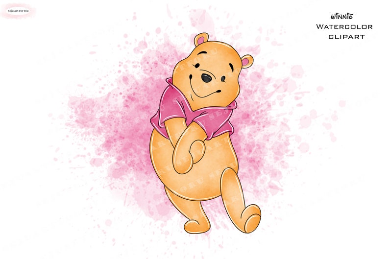 Winnie the Pooh Watercolor Clipart, PNG (digital Download) - Etsy