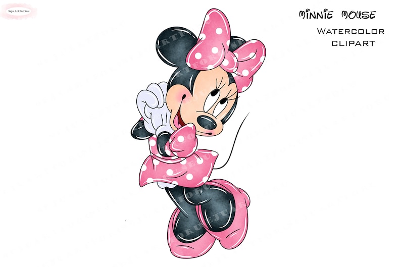 Minnie Watercolor Minnie Mouse Clipart Minnie Watercolor - Etsy