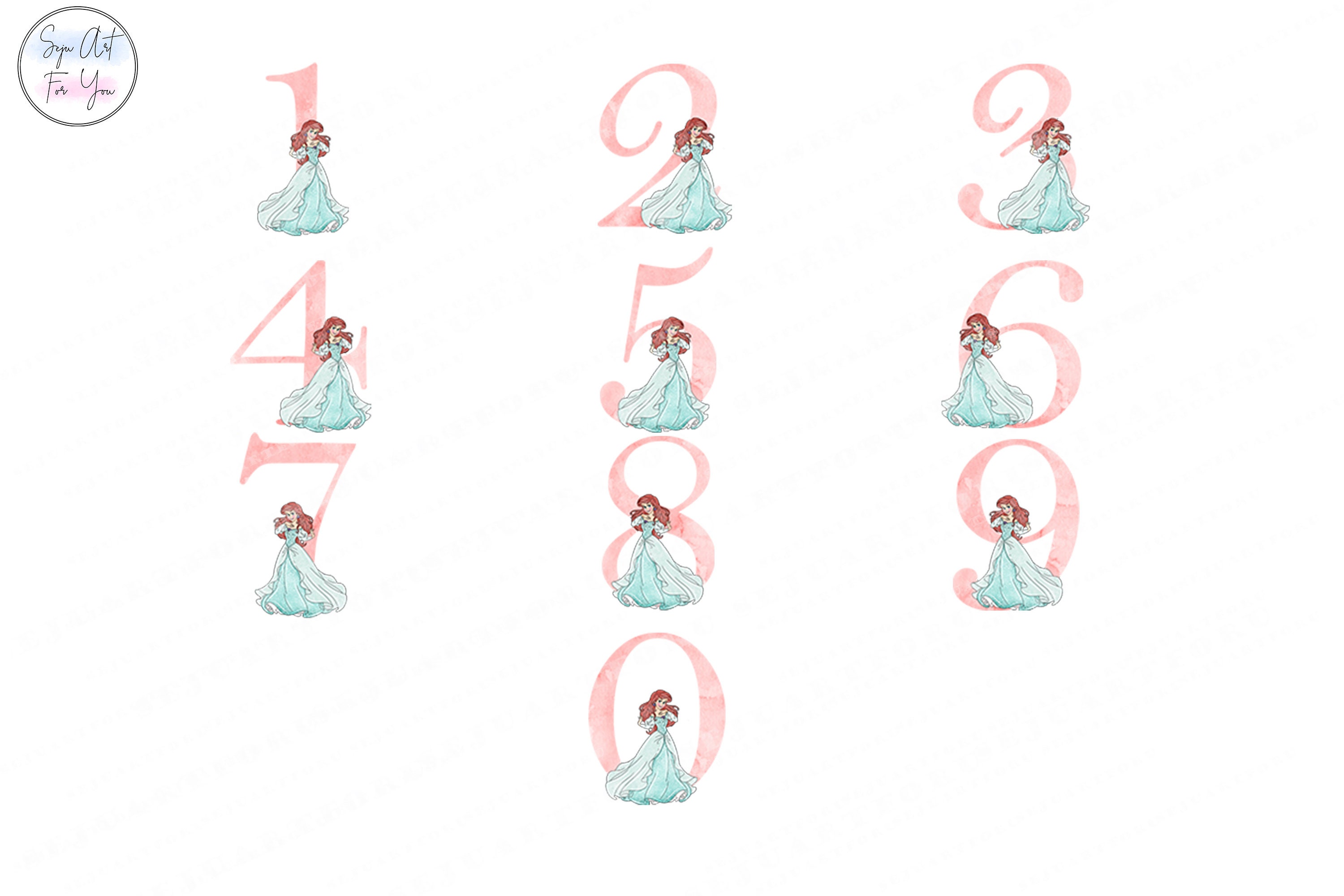 Ariel Watercolor Alphabet Clipart, Princess Letters (PNG) - Etsy Canada