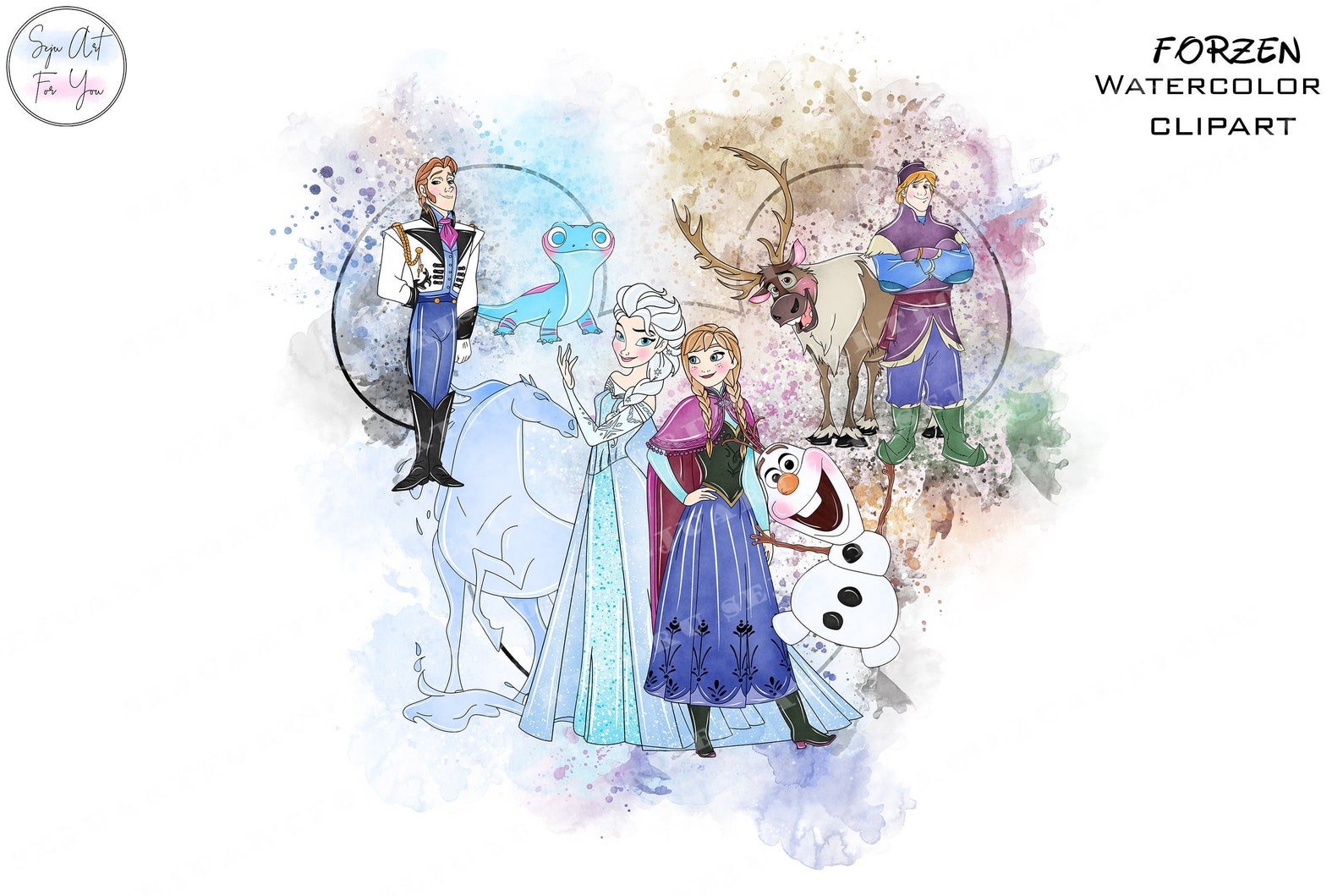 Frozen Watercolor Clipart, Princess Anna Elsa PNG (digital Download) - Etsy