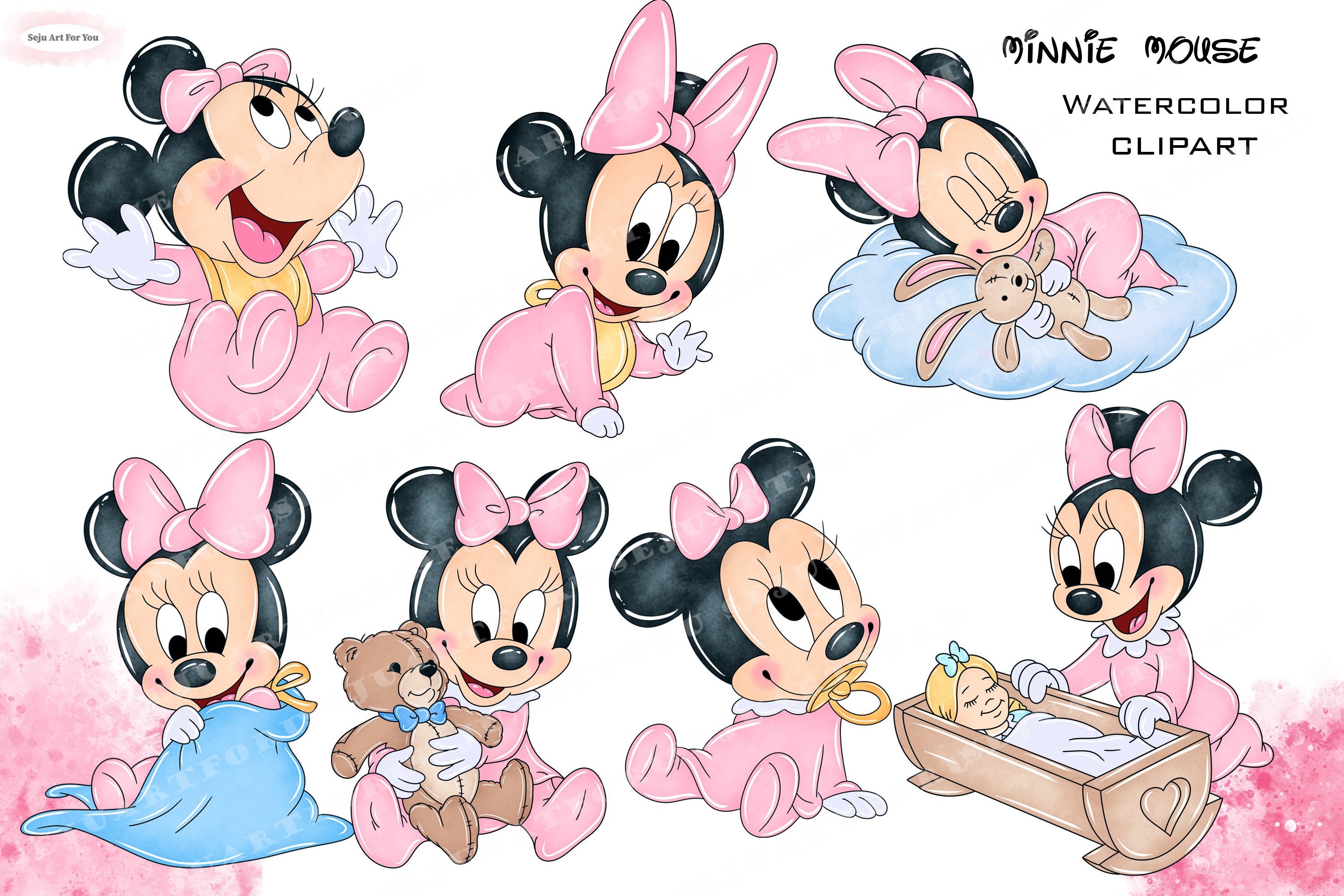 Minnie Watercolor Minnie Mouse Clipart Minnie Watercolor - Etsy