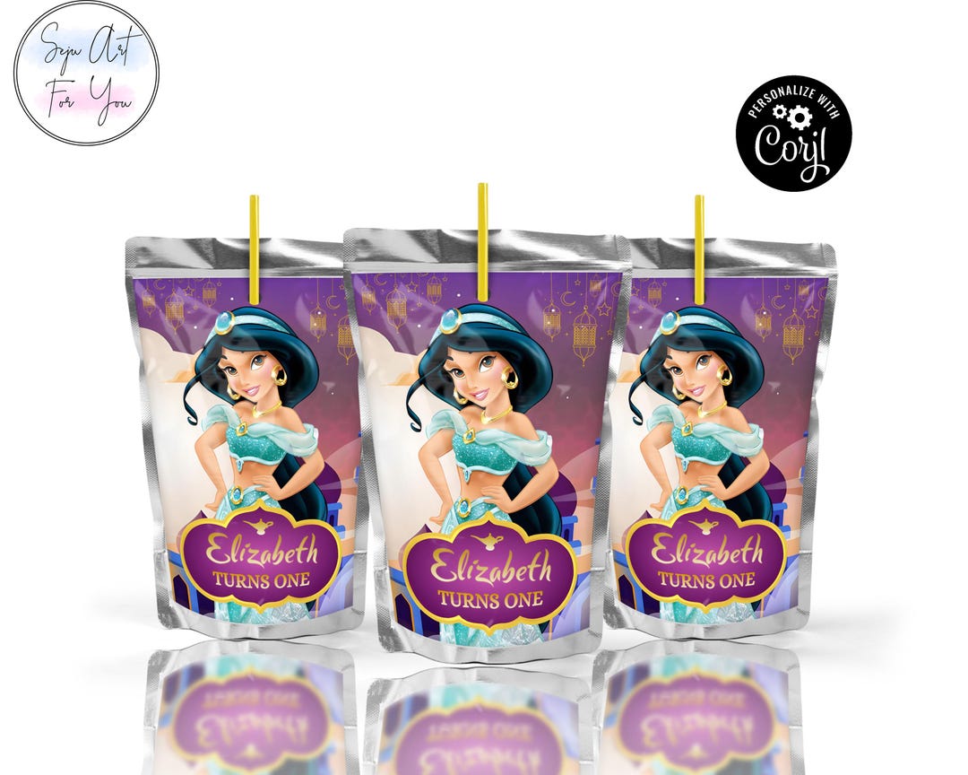 Aladdin Princess Jasmine Caprisun Label Template Birthday Party Favors ...