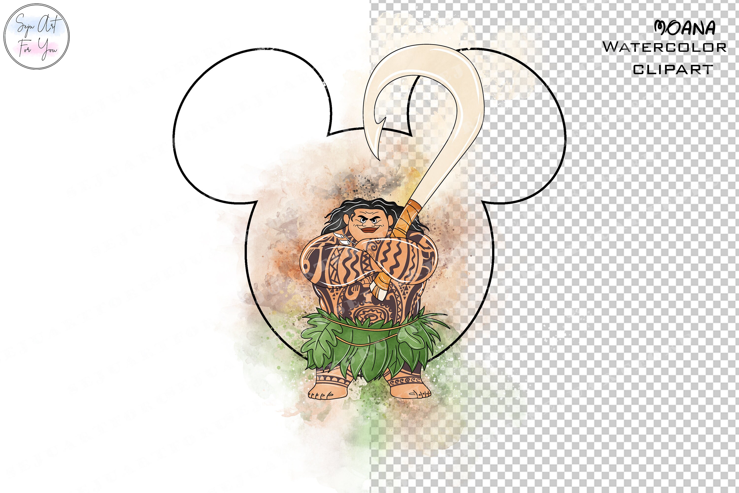 Moana Clipart Moana Princess Clip Art Watercolor Princess - Etsy