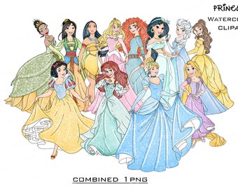 Magical Princess Clipart Bundle Watercolor Instant - Etsy