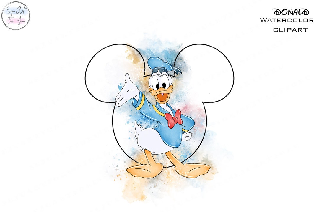 Donald Duck Watercolor Clipart, Commercial Use (PNG) - Etsy