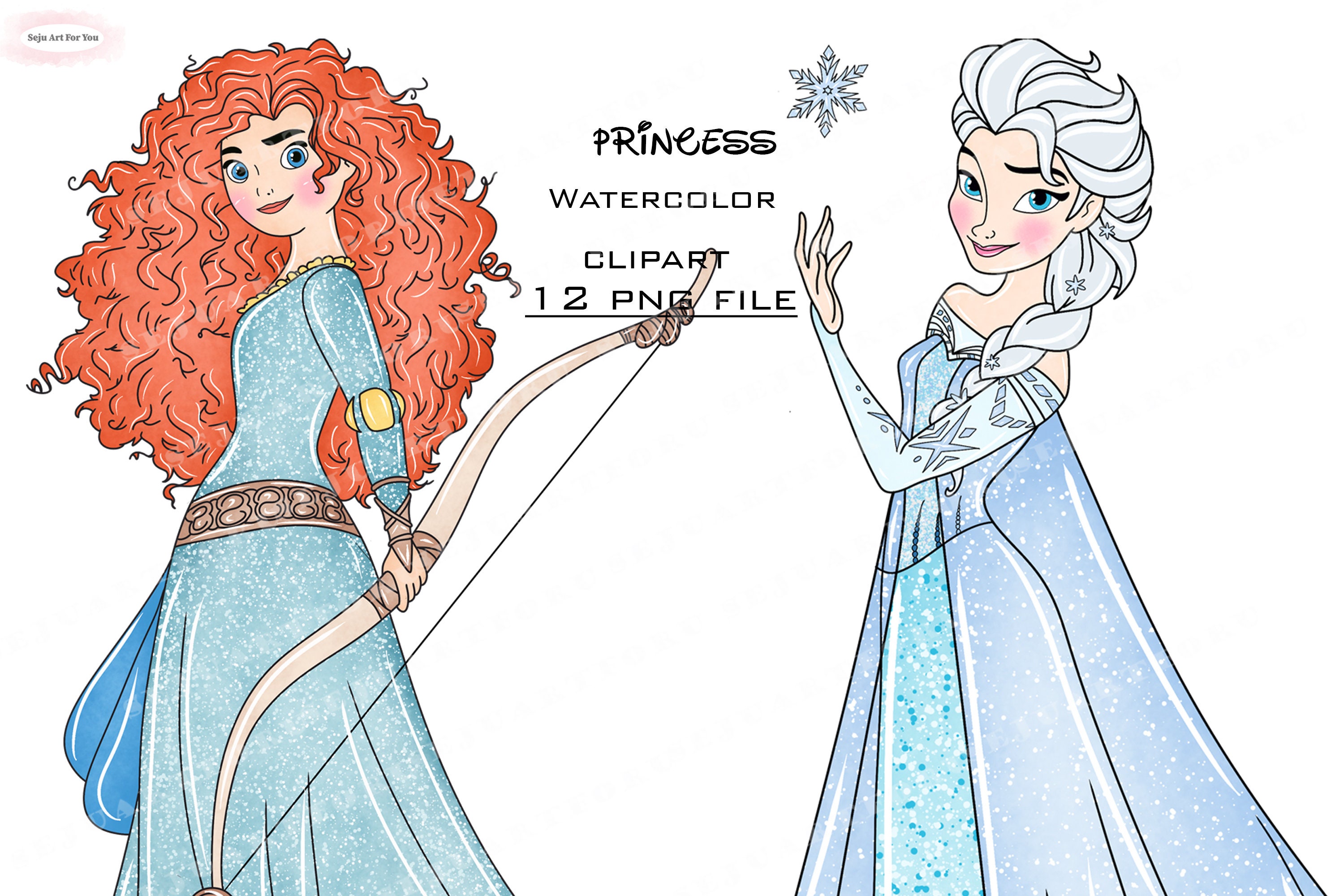 Princesa clipart princesa png princesa clip art acuarela - Etsy México