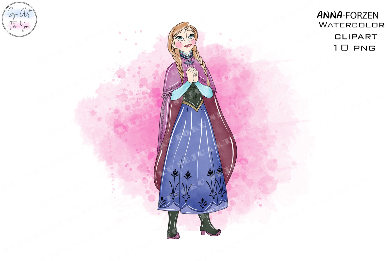 Anna Watercolor Clipart, Princess PNG Bundle (digital Download) - Etsy
