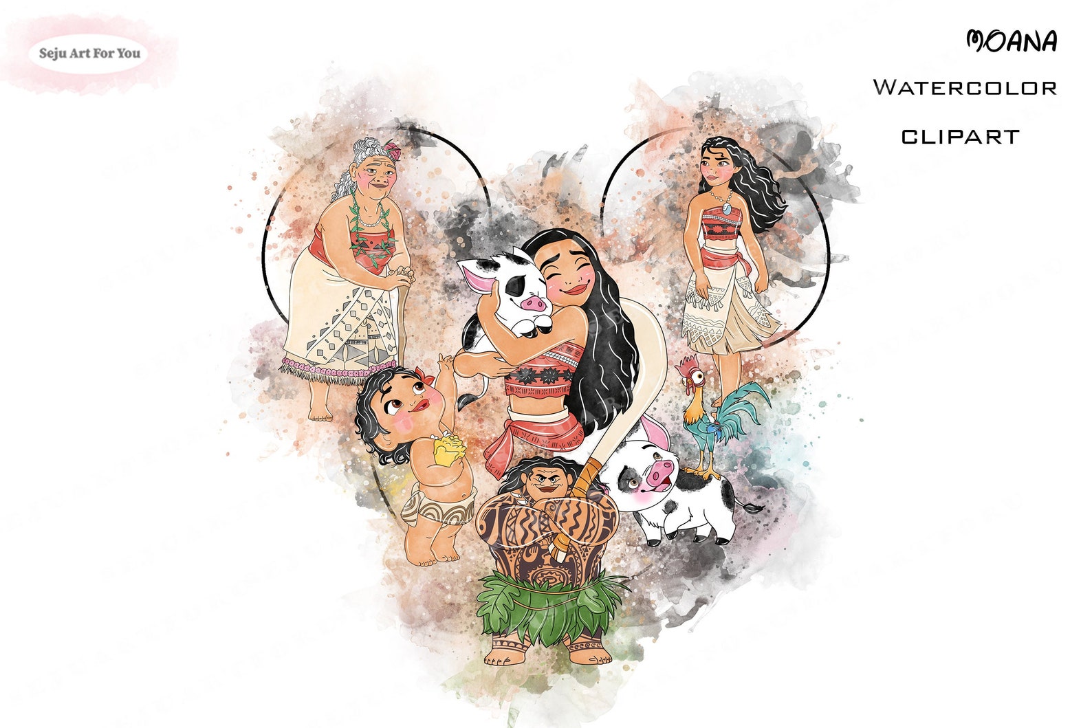 Moana Watercolor Clipart, Princess PNG (digital Download) - Etsy