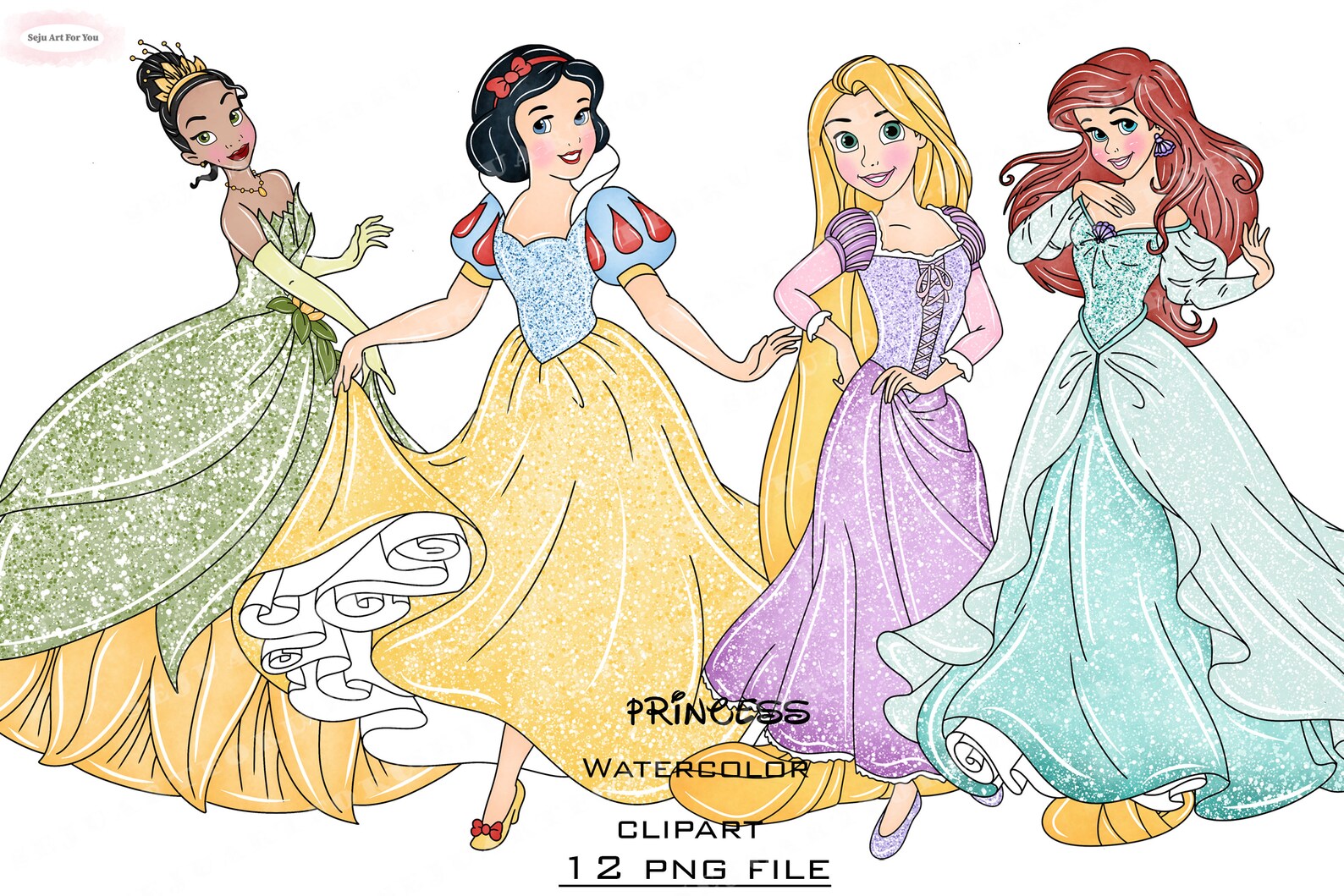 Princesa clipart princesa png princesa clip art acuarela - Etsy México