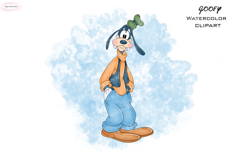 Goofy Watercolor Clipart, Mickey Mouse PNG, Sublimation (digital ...