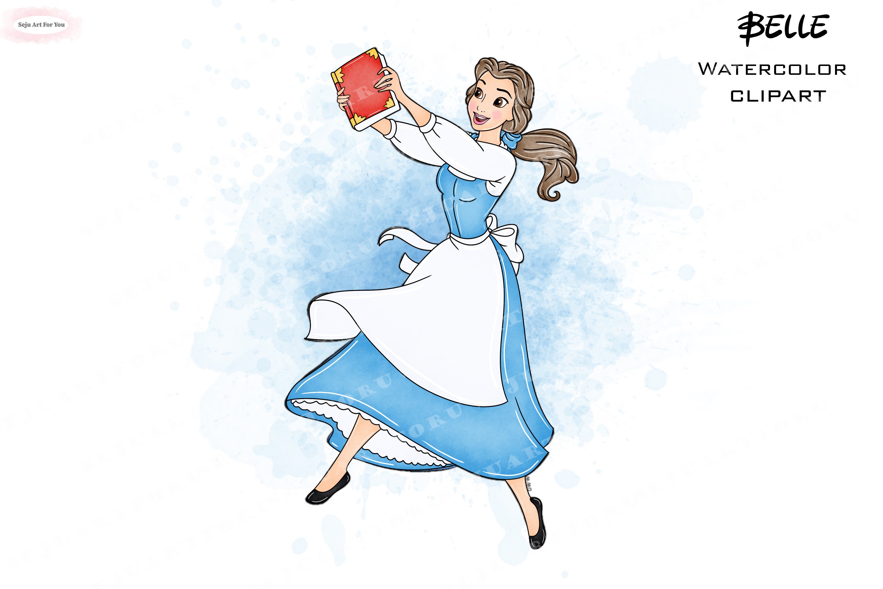 Beauty and the Beast Clipart Watercolor Princess Clipart - Etsy