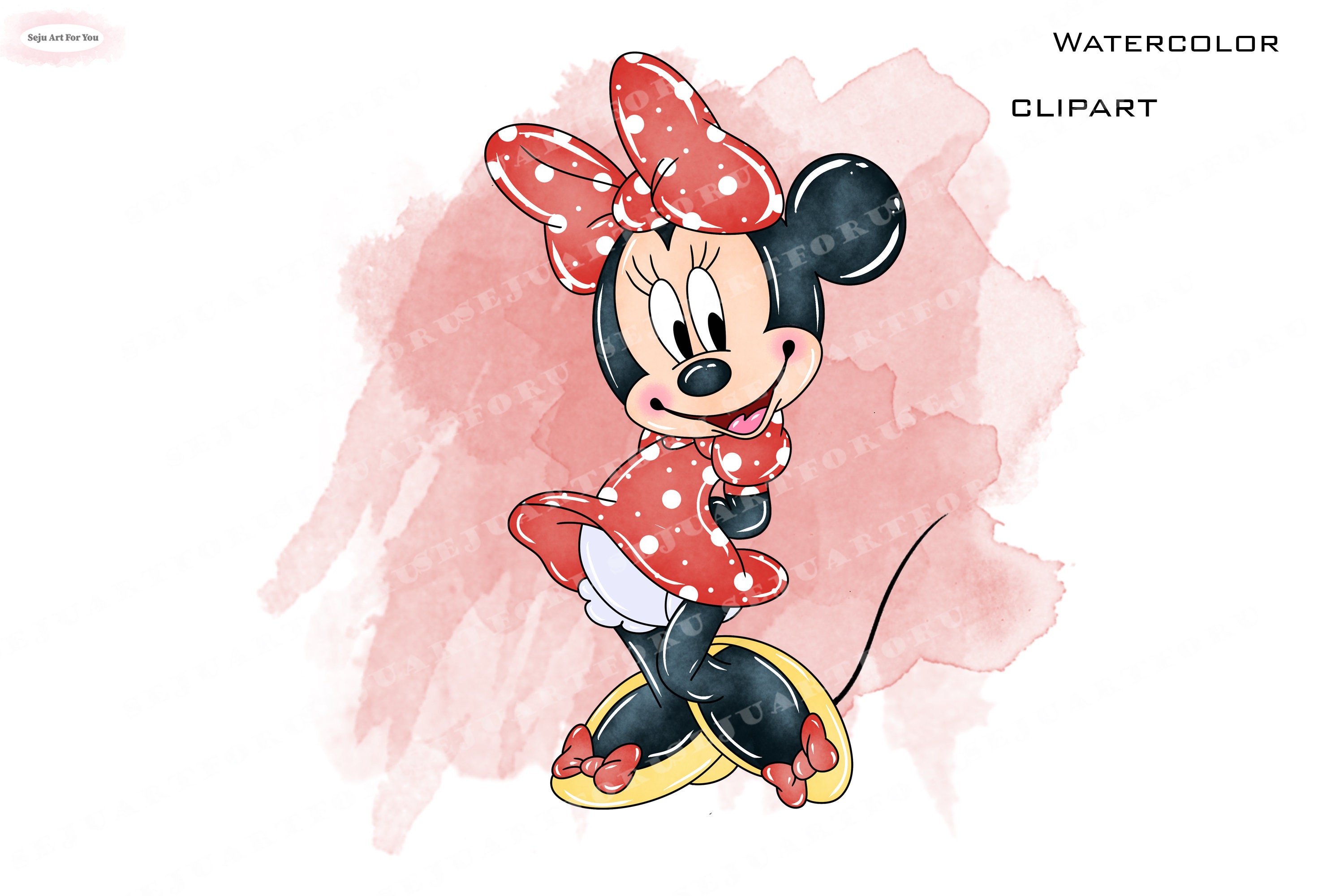 Minnie Watercolor Minnie Mouse Minnie Mouse Clipart Minnie - Etsy