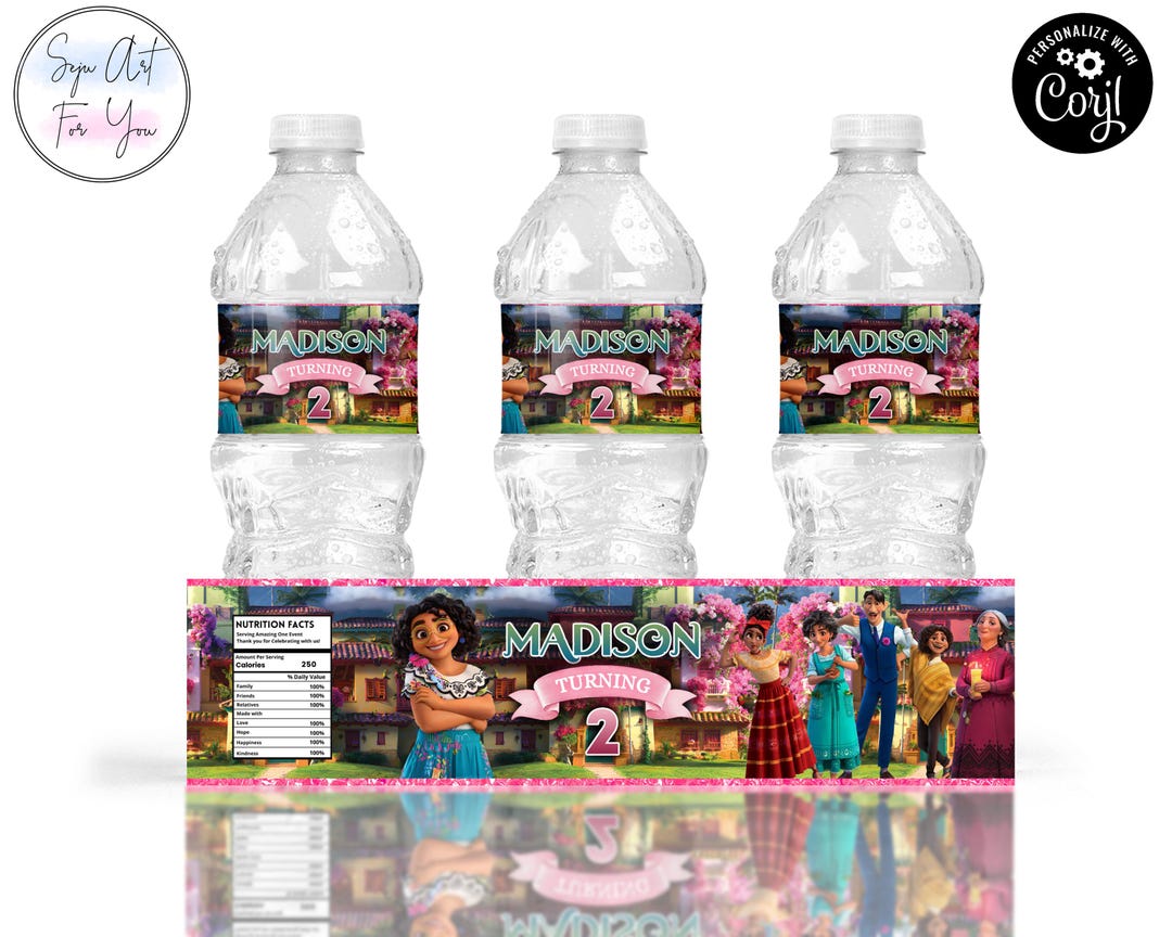 Encanto Isabella Water Bottle Labels, Editable Birthday Party Favors ...