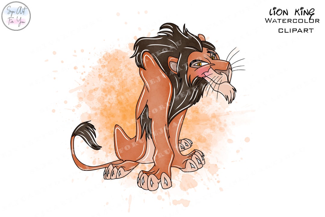 Clip art de acuarela de Scar del Rey León, Simba PNG (Descarga digital ...