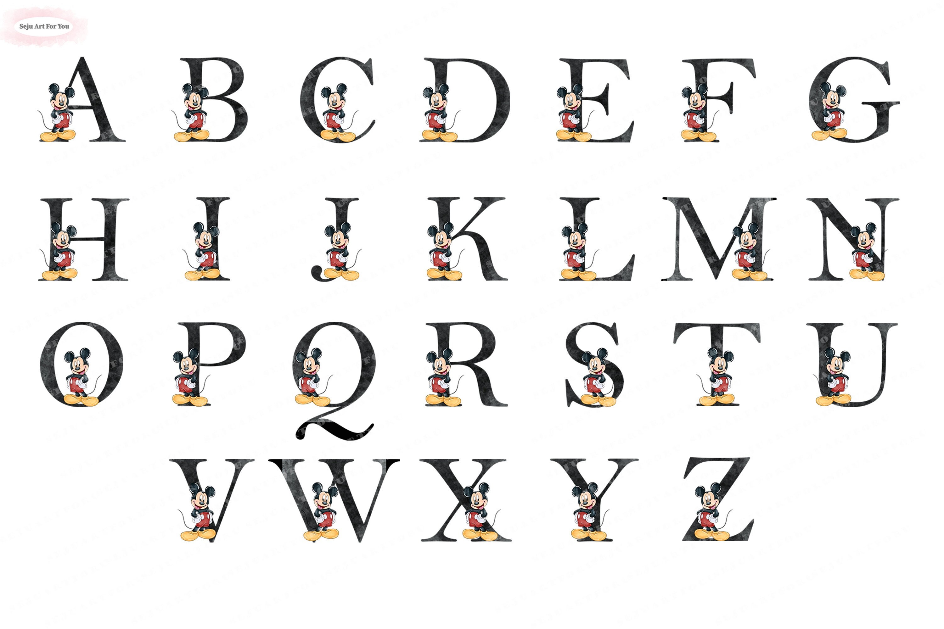 Mickey Alphabet Watercolor Alphabet Mickey Watercolor - Etsy Australia
