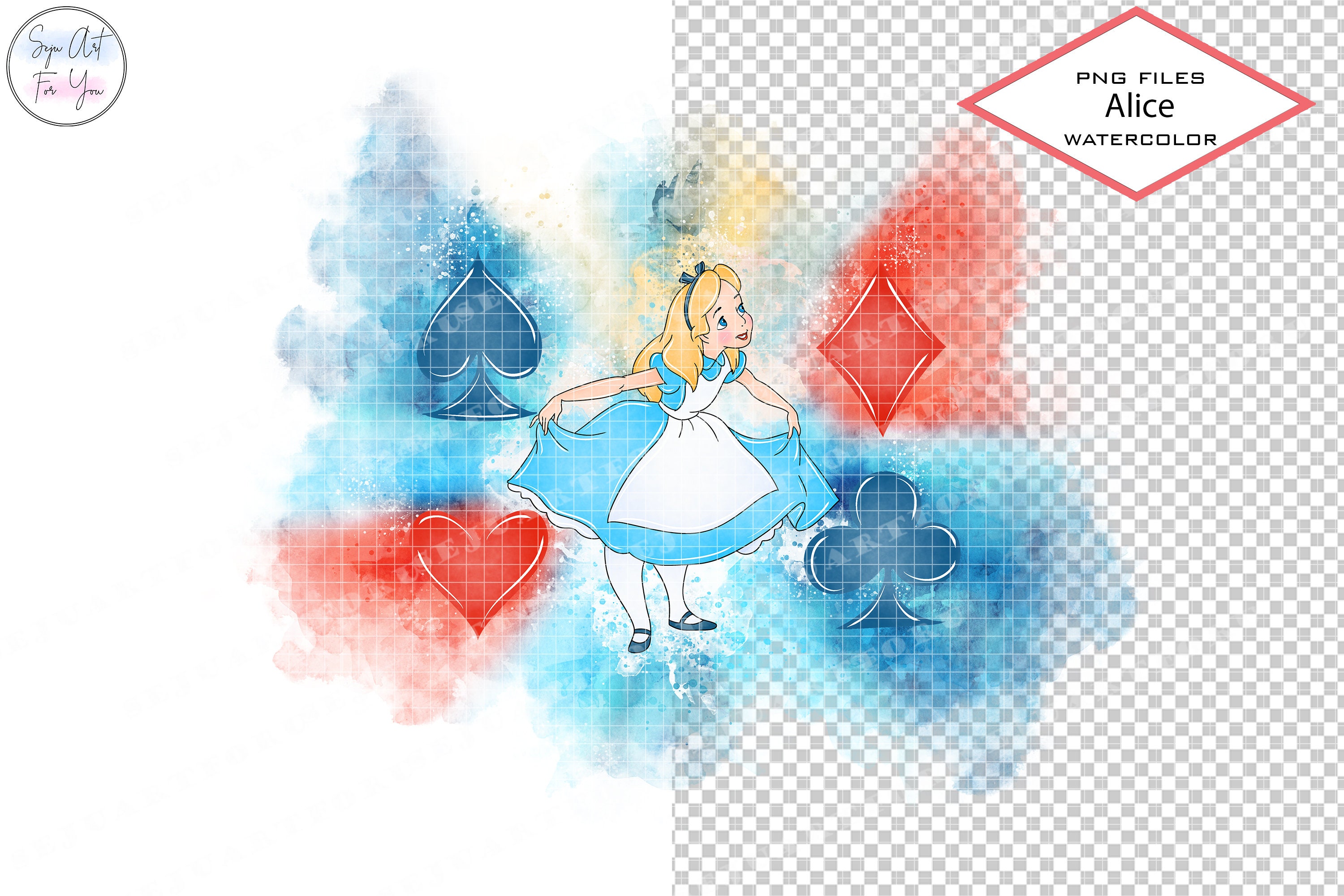 Alice in Wonderland Watercolor Clipart PNG (digital Download) - Etsy