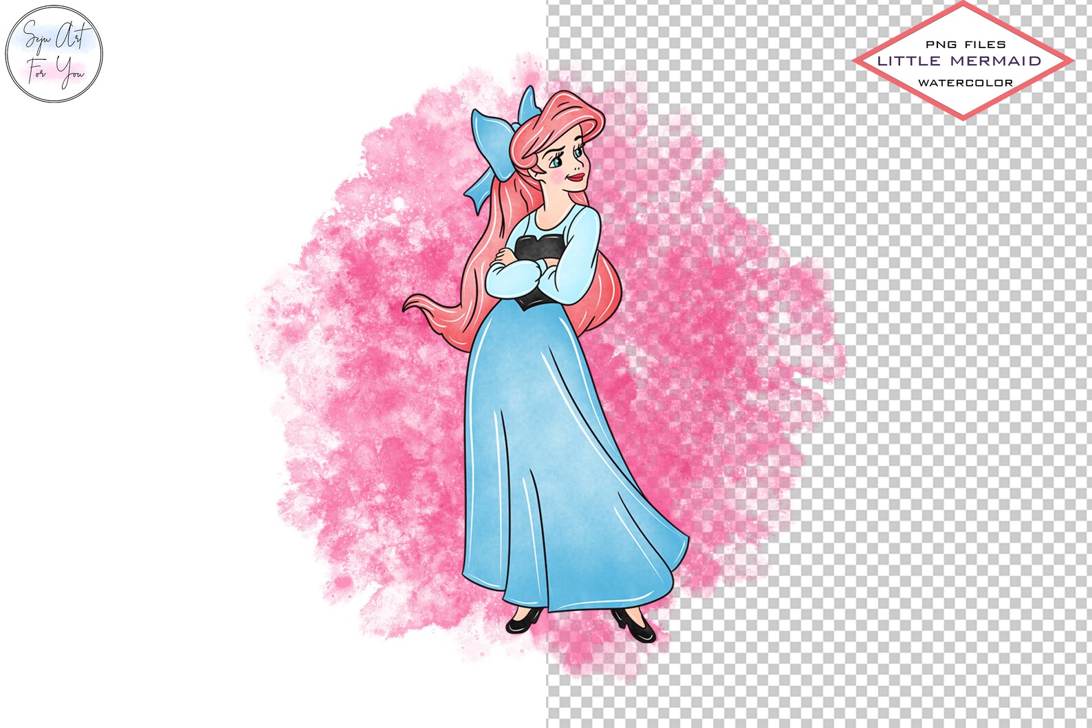 Ariel Watercolor PNG Clipart, Little Mermaid Printable (digital ...