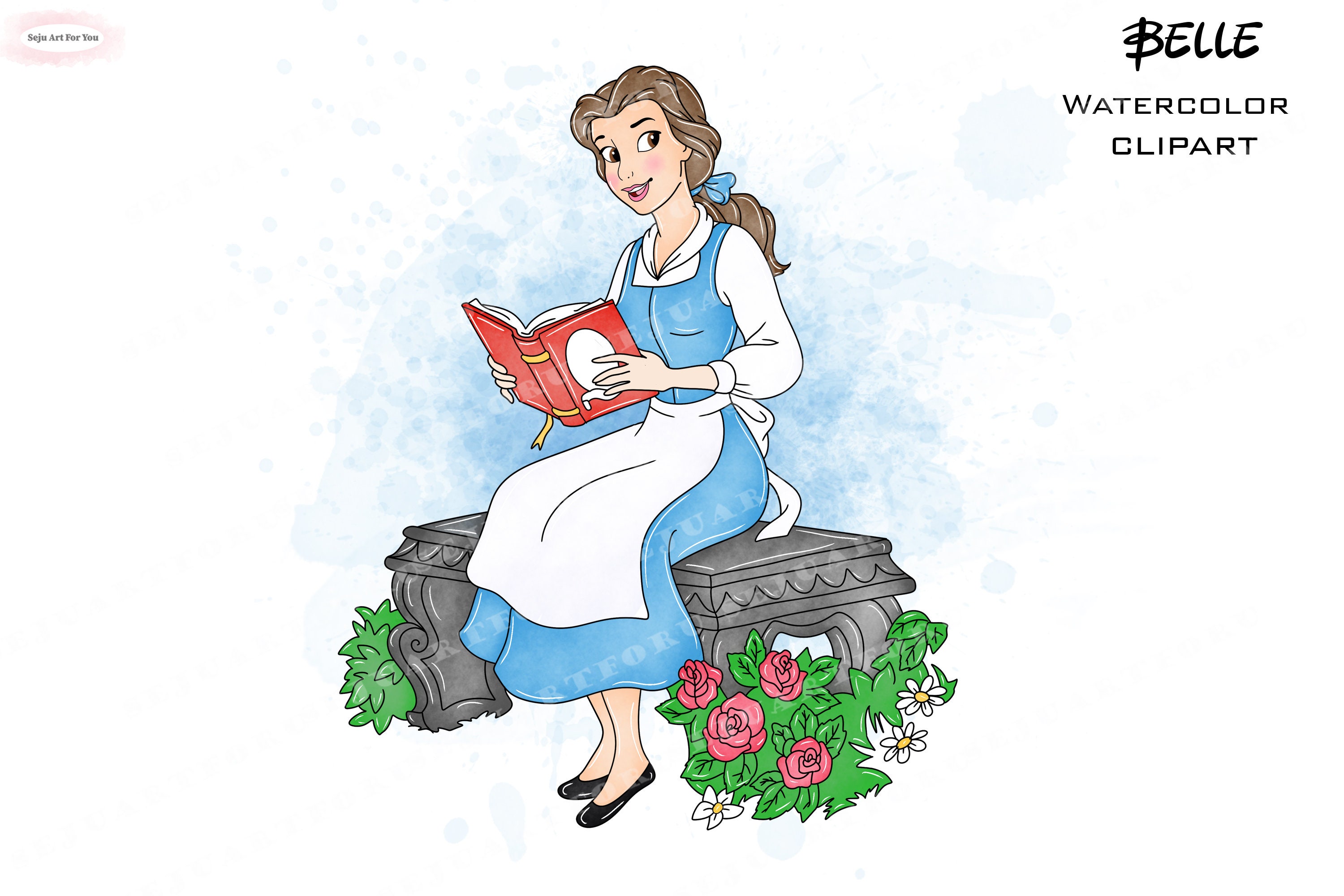 Beauty and the Beast Clipart Watercolor Princess Clipart - Etsy