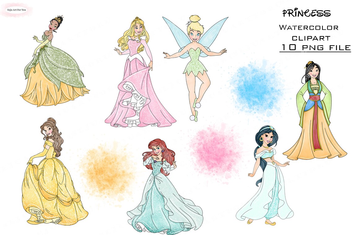 Princess Watercolor Clipart Princess Clip Art Watercolor - Etsy UK