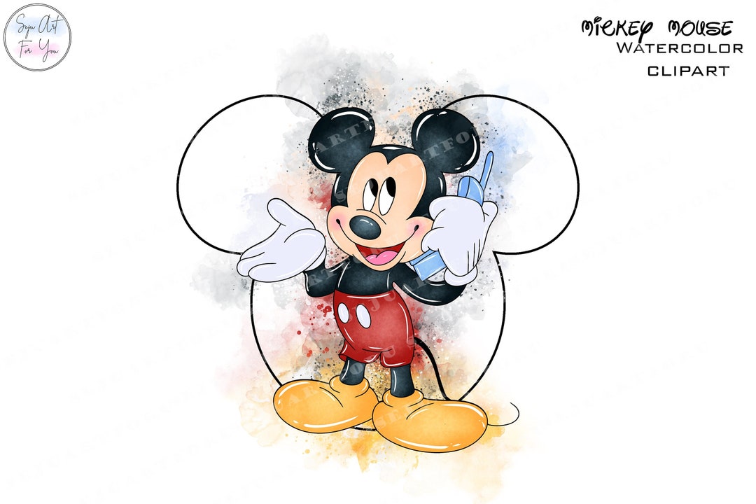 Mickey Mouse Clipart, Mickey Watercolor, Watercolor Mickey, Mickey ...