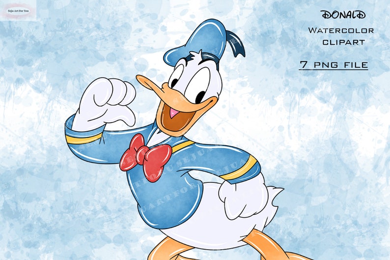 Donald Duck Watercolor Clipart Bundle (7 PNG) - Commercial Use - Etsy