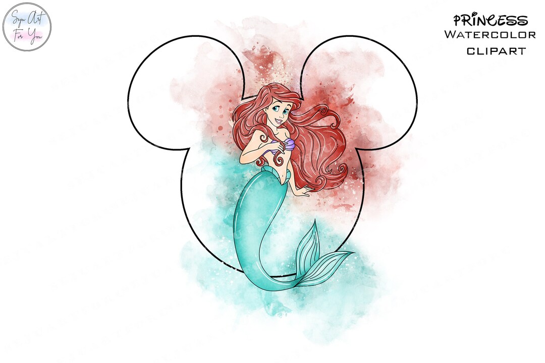 Ariel Watercolor Clipart, Little Mermaid PNG (digital Download) - Etsy