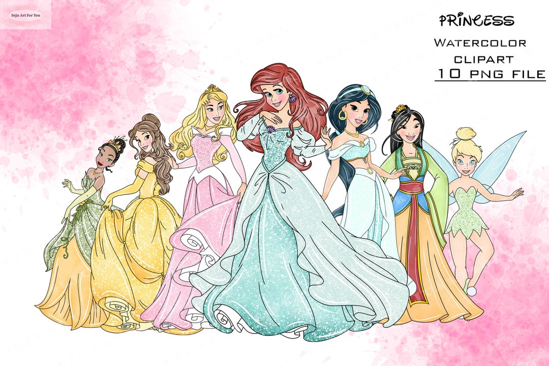 Princess Watercolor Clipart, Princess Clip Art, Watercolor Princess ...